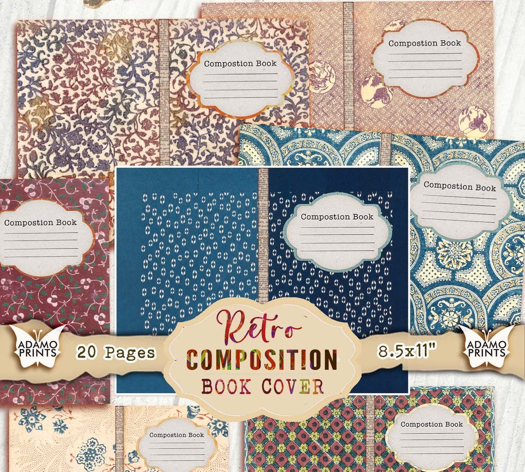 Retro Composition Book, Vintage Notebook Journal Page, Book Cover ...
