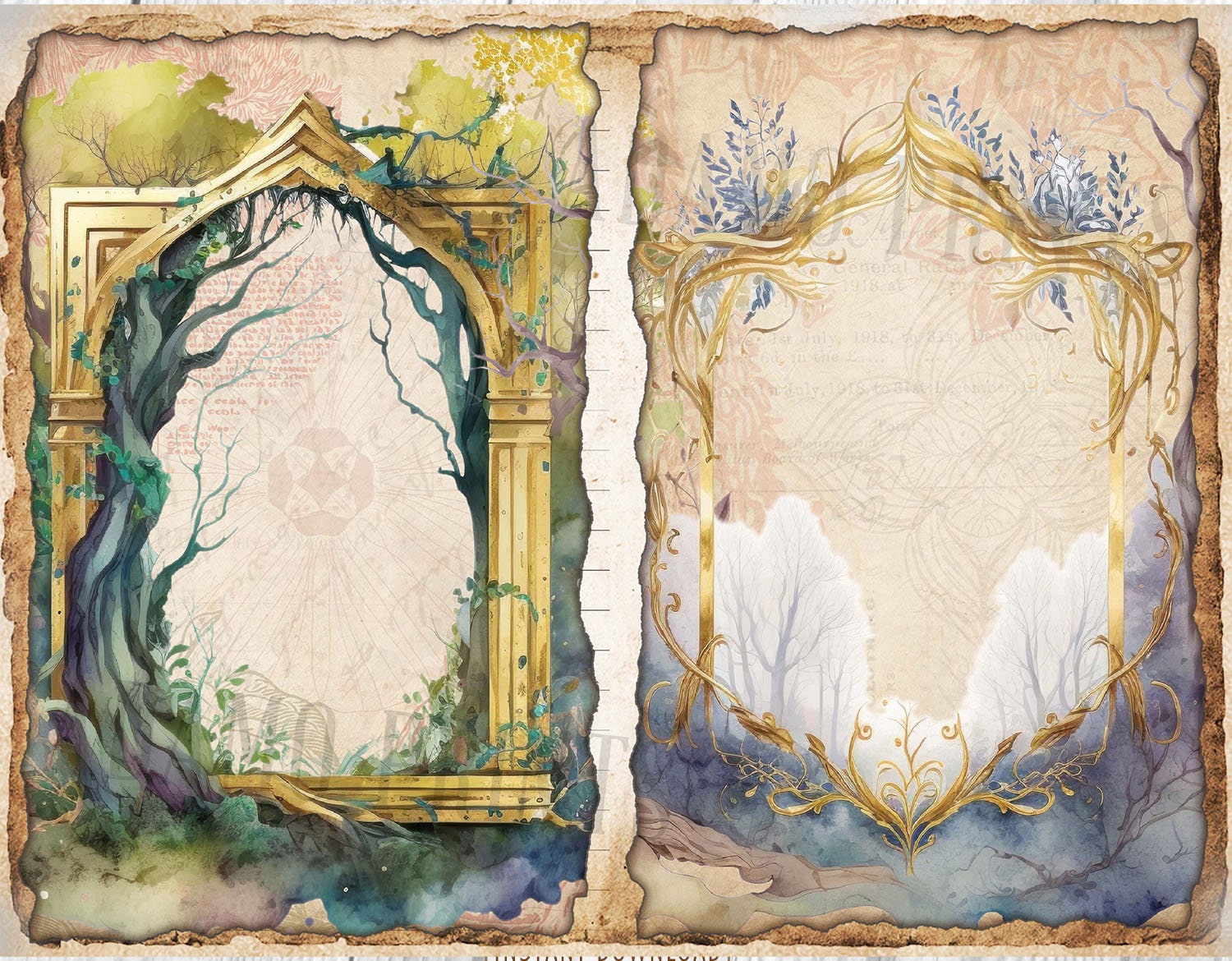 Enchanted Forest Journal Pages, Woodland Paper, Tree and Animal ...