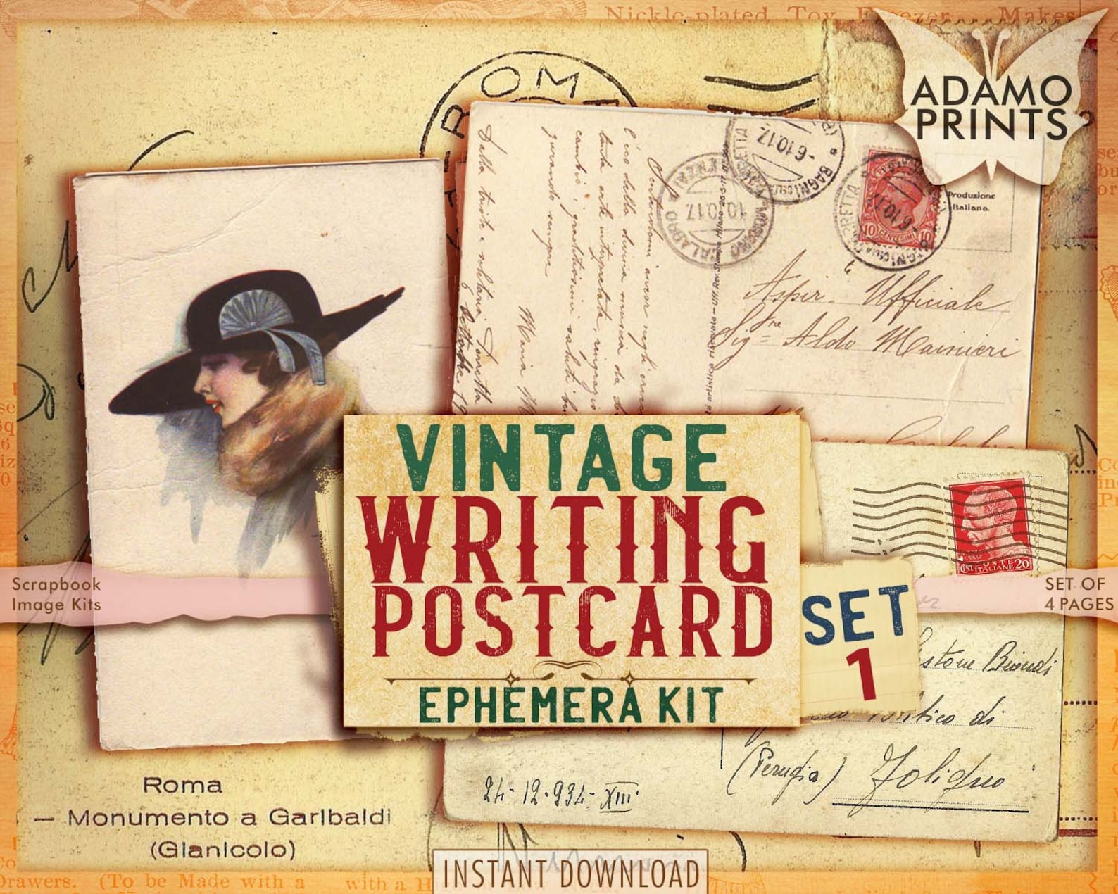 Vintage Writing Postcard Set1 Old Postage Digital Printable - Etsy