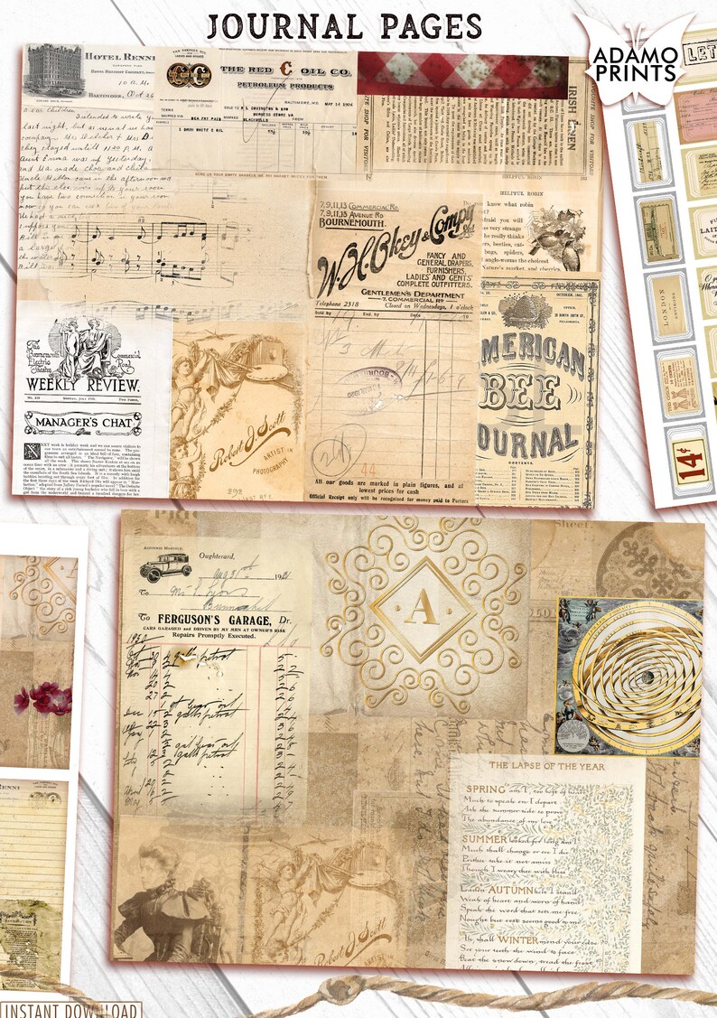 Layered Collage Journal Kit Journal Page Journaling Collage - Etsy