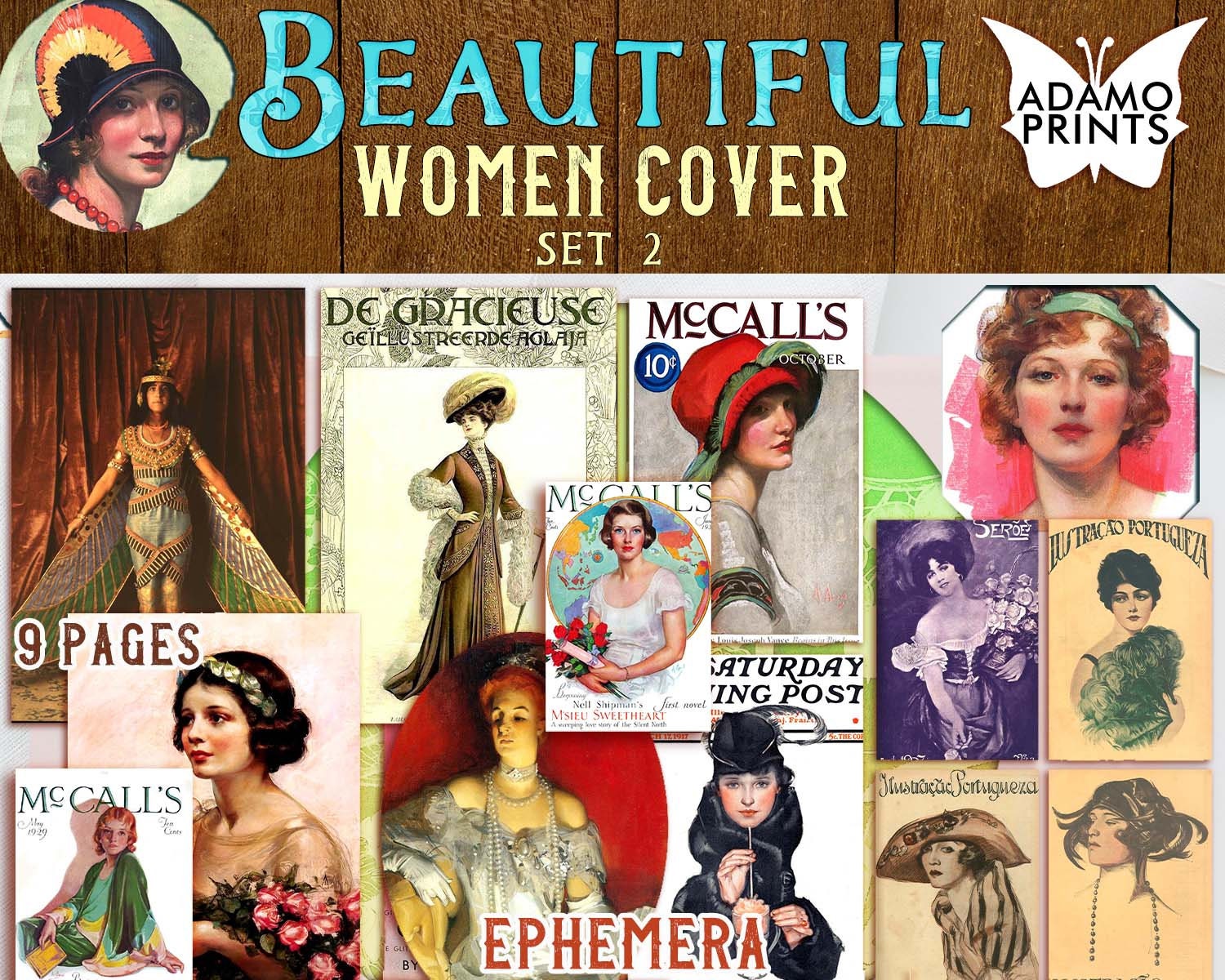 Beautiful Women Cover Set2 Vintage Images Women Digital | Etsy
