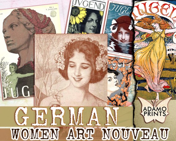 German Women Art Nouveau Ephemera Classic Women Digital - Etsy