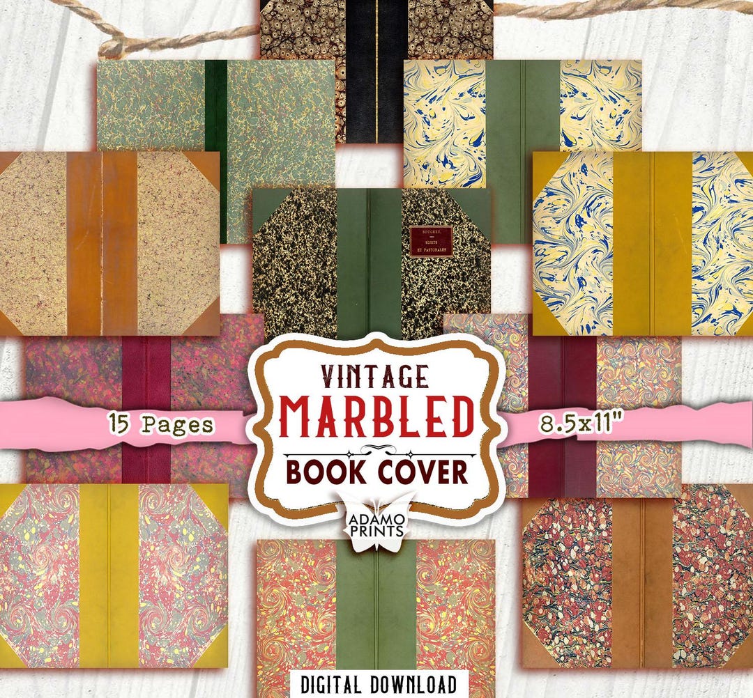 Marbled Book Cover Texture, Grunge Digital Paper, Junk Journaling Kit ...