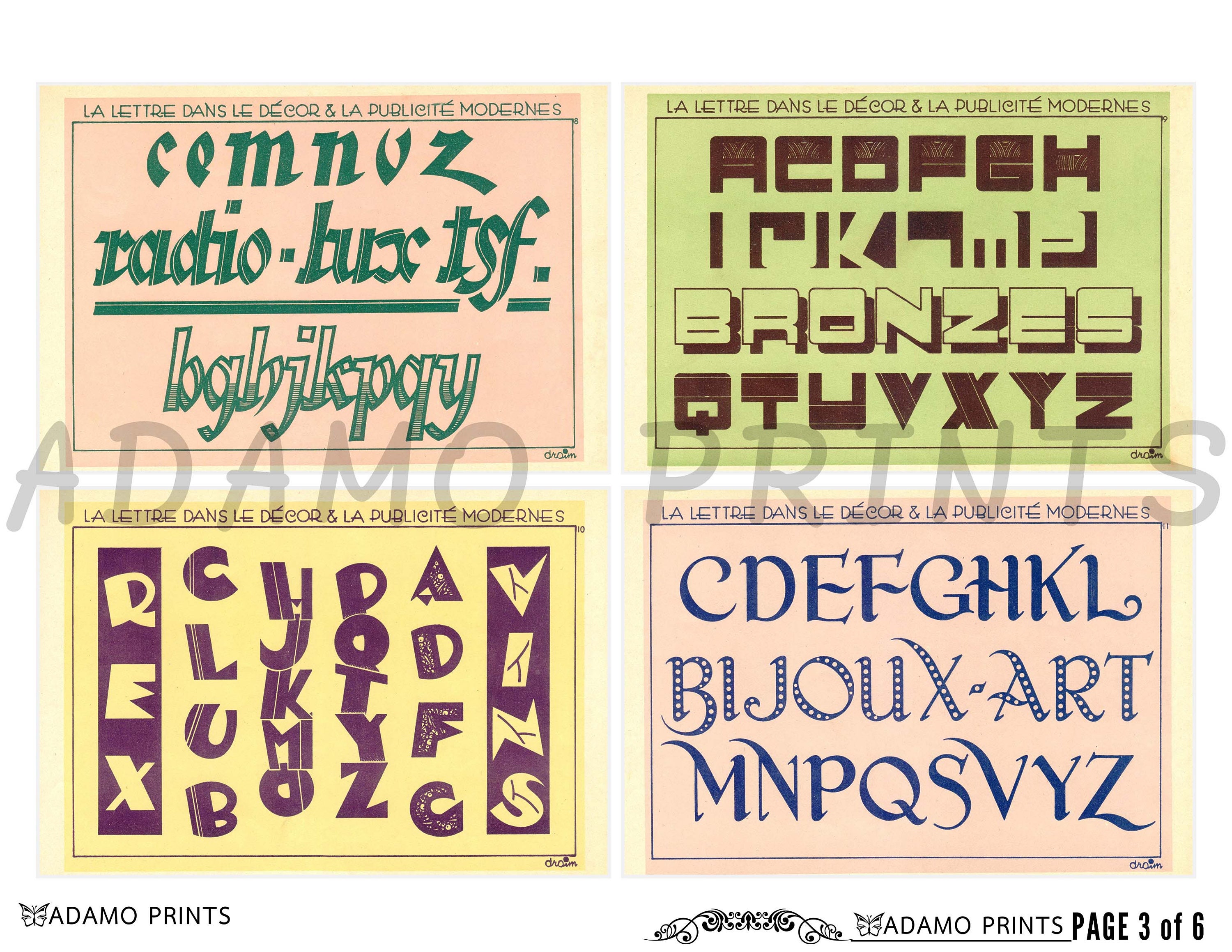 Decorative French Alphabet Set3 Alphabet Digital Rare Book | Etsy