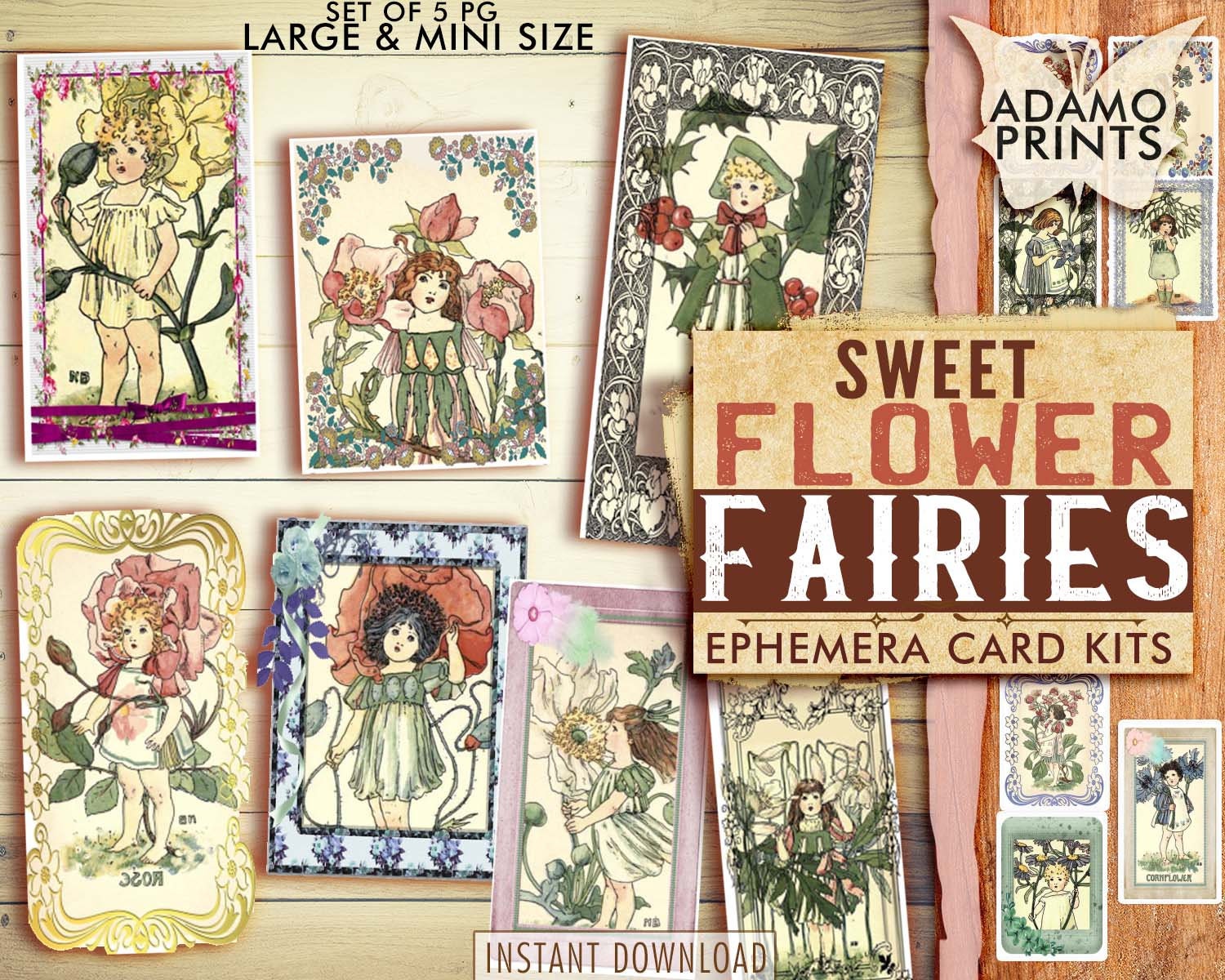 Sweet Flower Fairies Card ATC Printable Images Digital | Etsy