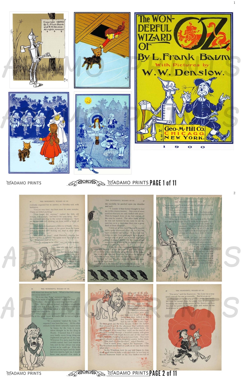 The Wonderful Wizard of Oz Children Digital Book Ephemera - Etsy