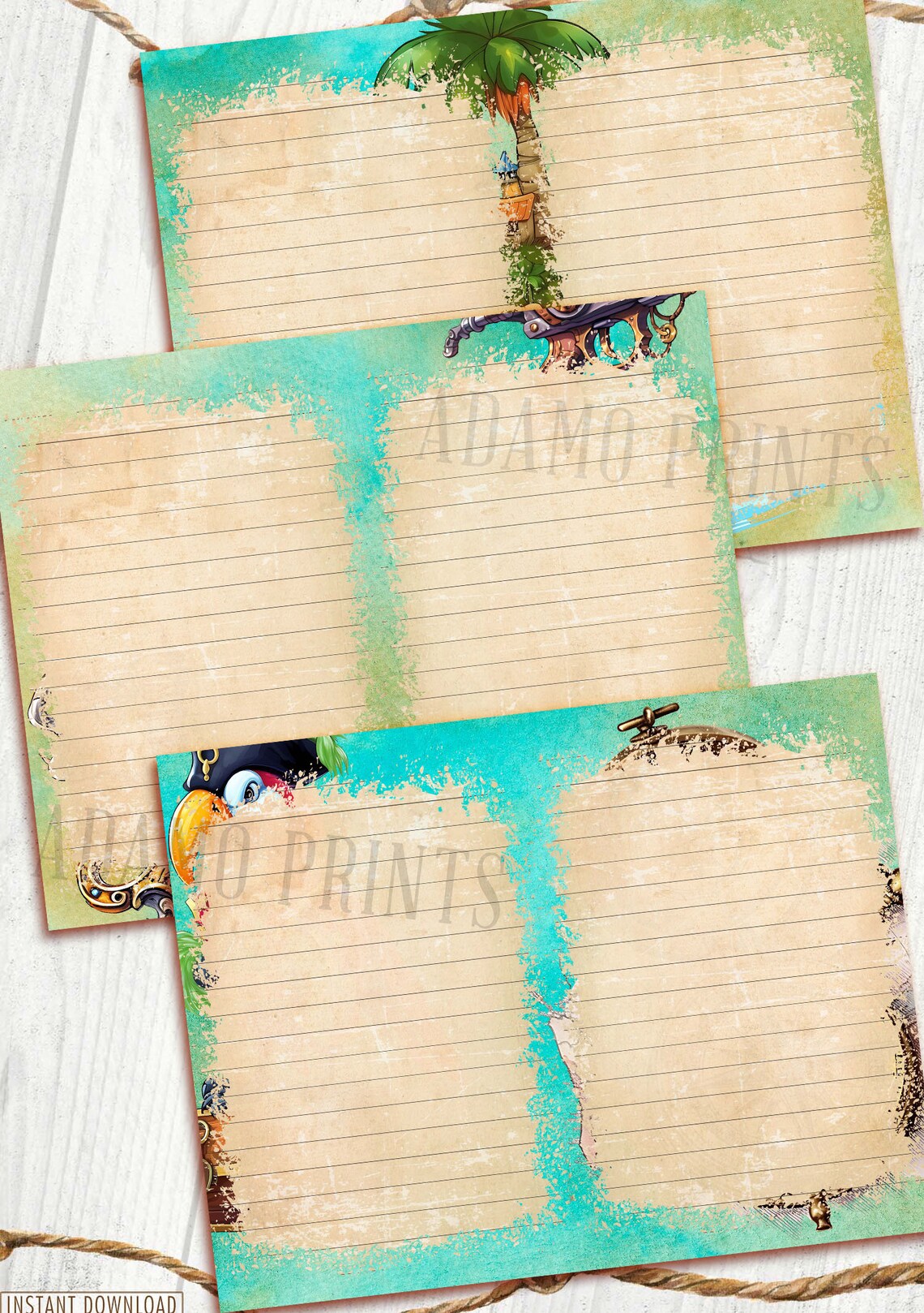 Pirate Journey Journal Kit, Collage Fantasy Journal , Lined & Blank ...