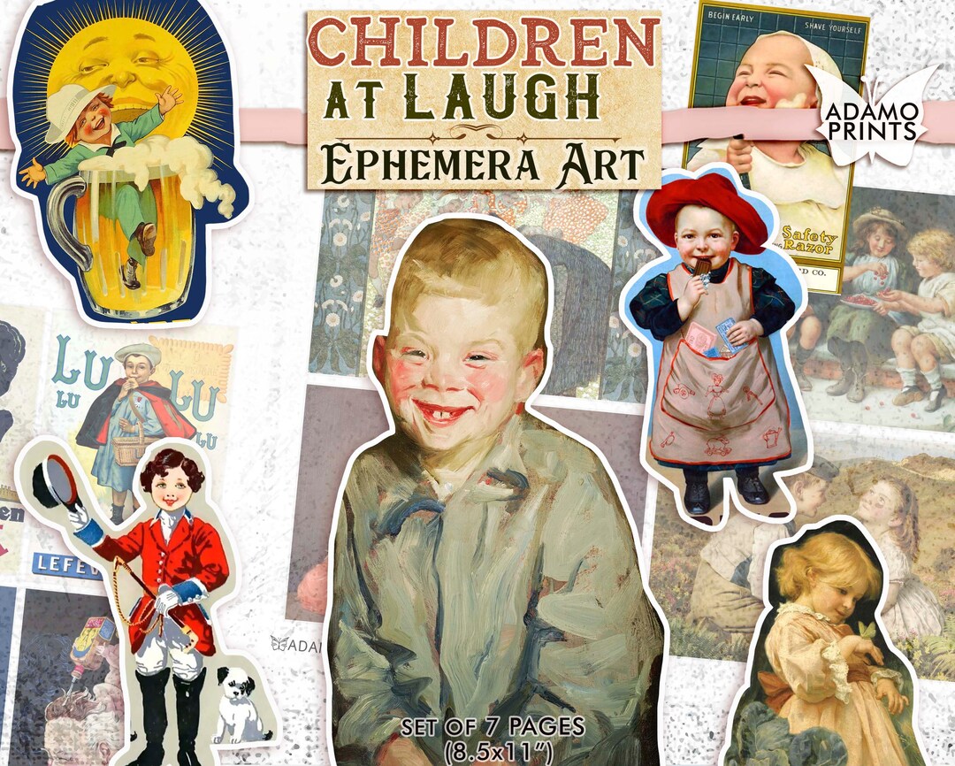 Children at Laugh, Ephemera Classics, Digital Images, Vintage Art ...