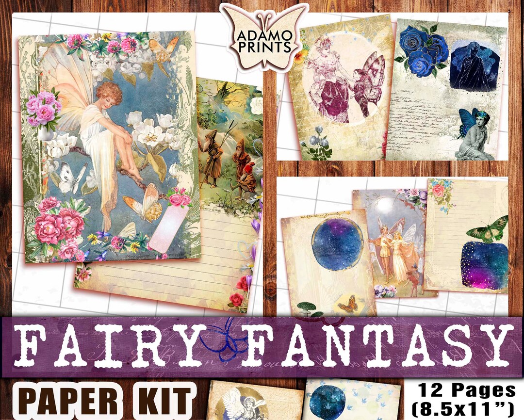 Fairy Fantasy Paper Kit, Magic, Vintage, Junk Journaling Kit, Shabby ...