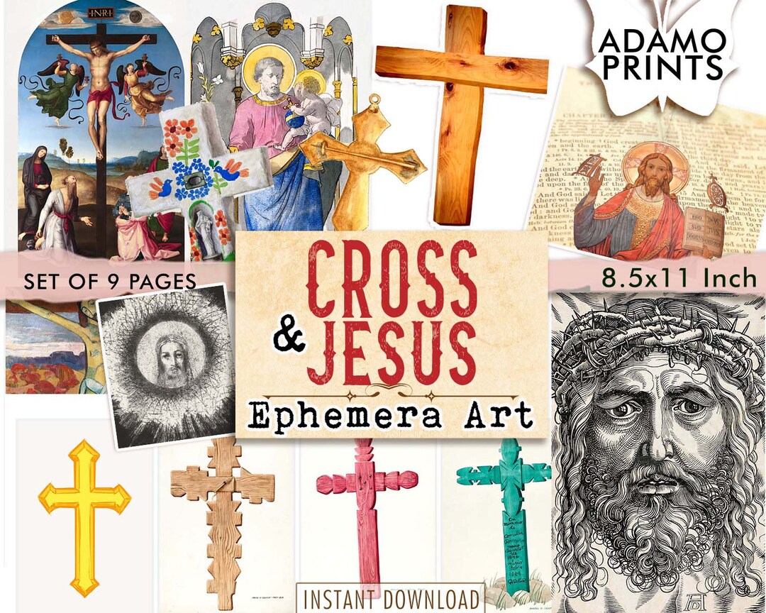 Cross & Jesus, Faith, Religious,ephemera Classic, Christian, Digital ...