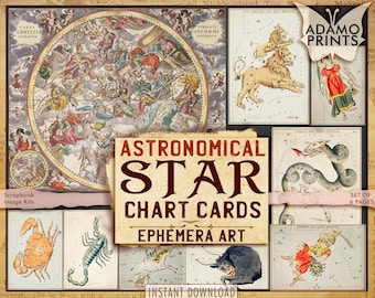 Celestial Art Vintage Astrology Zodiac Astronomy Digital | Etsy