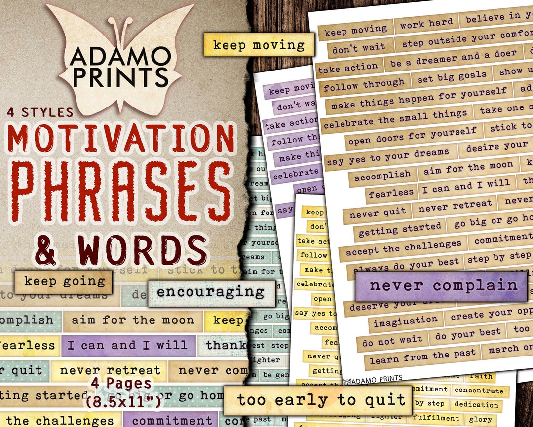 Motivation Phrases & Words, Junk Journaling Word, Digital Inspiration ...