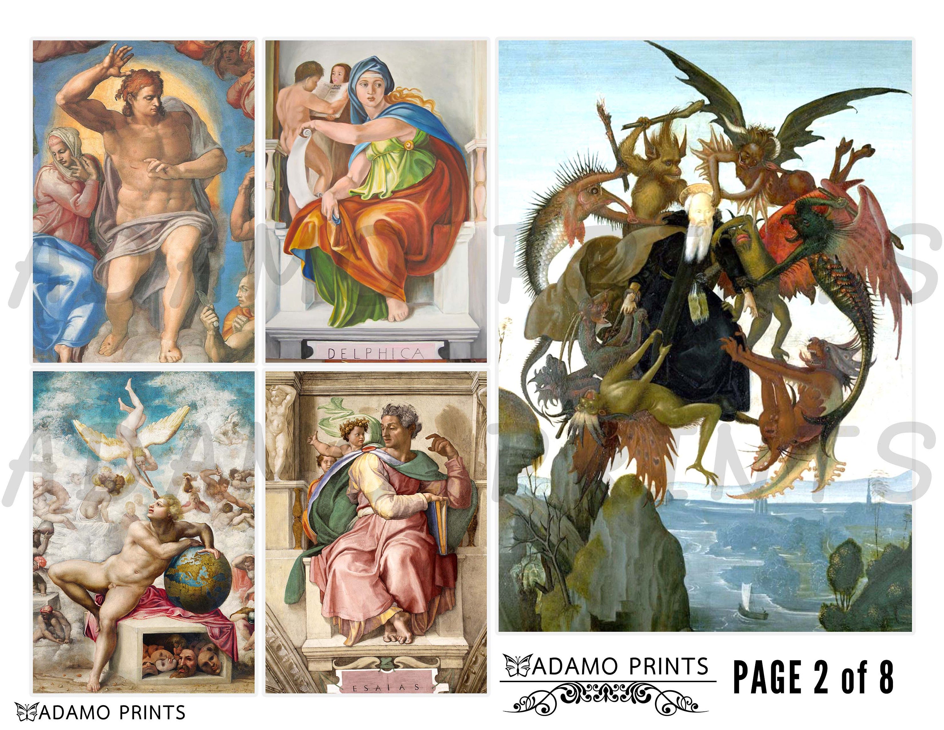 Michelangelo Digital Images Ephemera Art Printable Images - Etsy