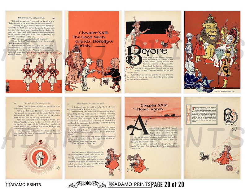 The Wonderful Wizard of Oz, Book Page, ATC, Children Digital Book ...