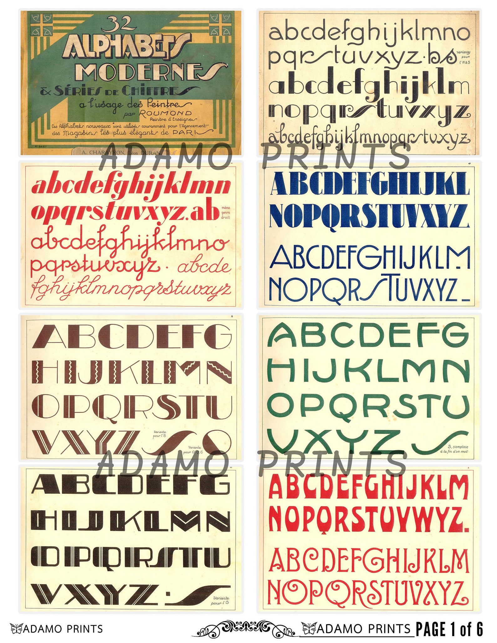 Decorative French Alphabet Set2 Alphabet Digital Rare Book | Etsy