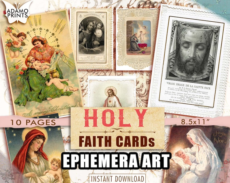 Holy Faith Cards Prayer Card Digital Ephemera Classics - Etsy