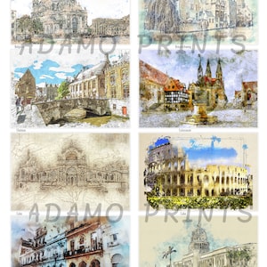 The World History, Travel, Digital Images, Collage Sheets, Postcard ...