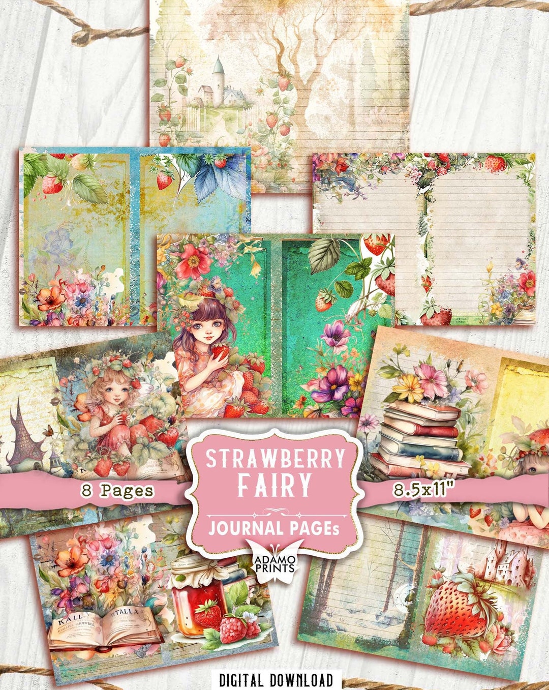 Strawberry Fairy Journal Pages, Magic Journal Page, Flower Fairy ...