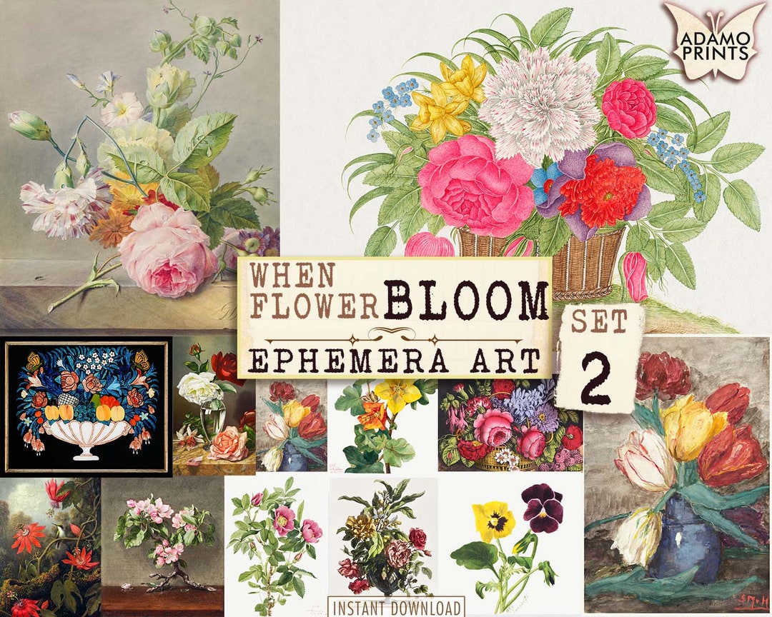 When Flower Bloom Set2, Flower Digital, Digital Ephemera, Scrapbook ...