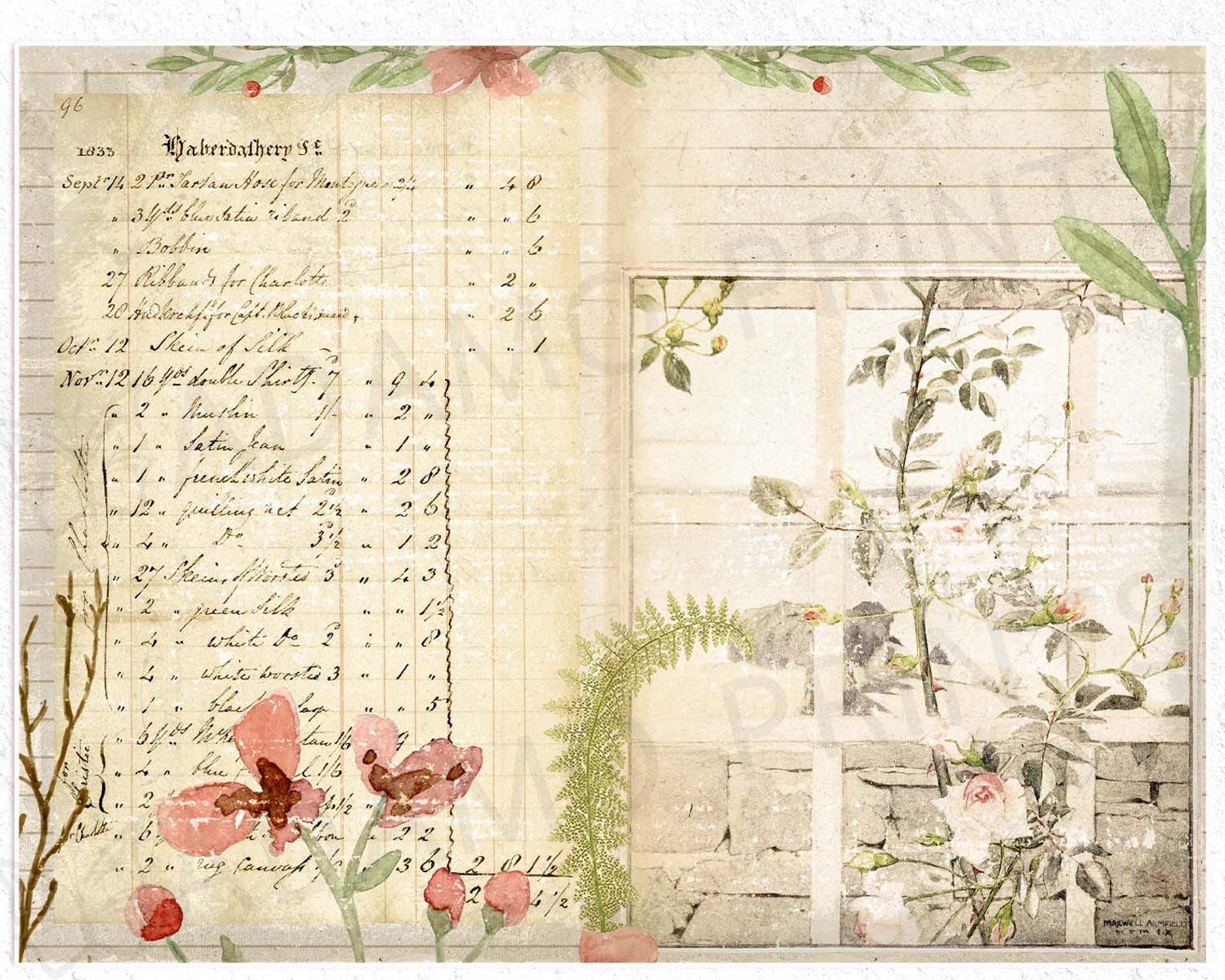 Botanical Garden Journal Kit, Journal Page, Ephemera Journal ...