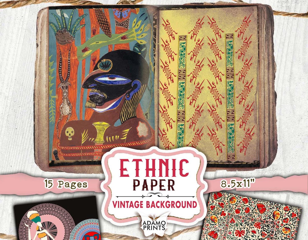 Ethnic Paper Background Pattern, Shabby Junk Journal Kit, Paper for ...