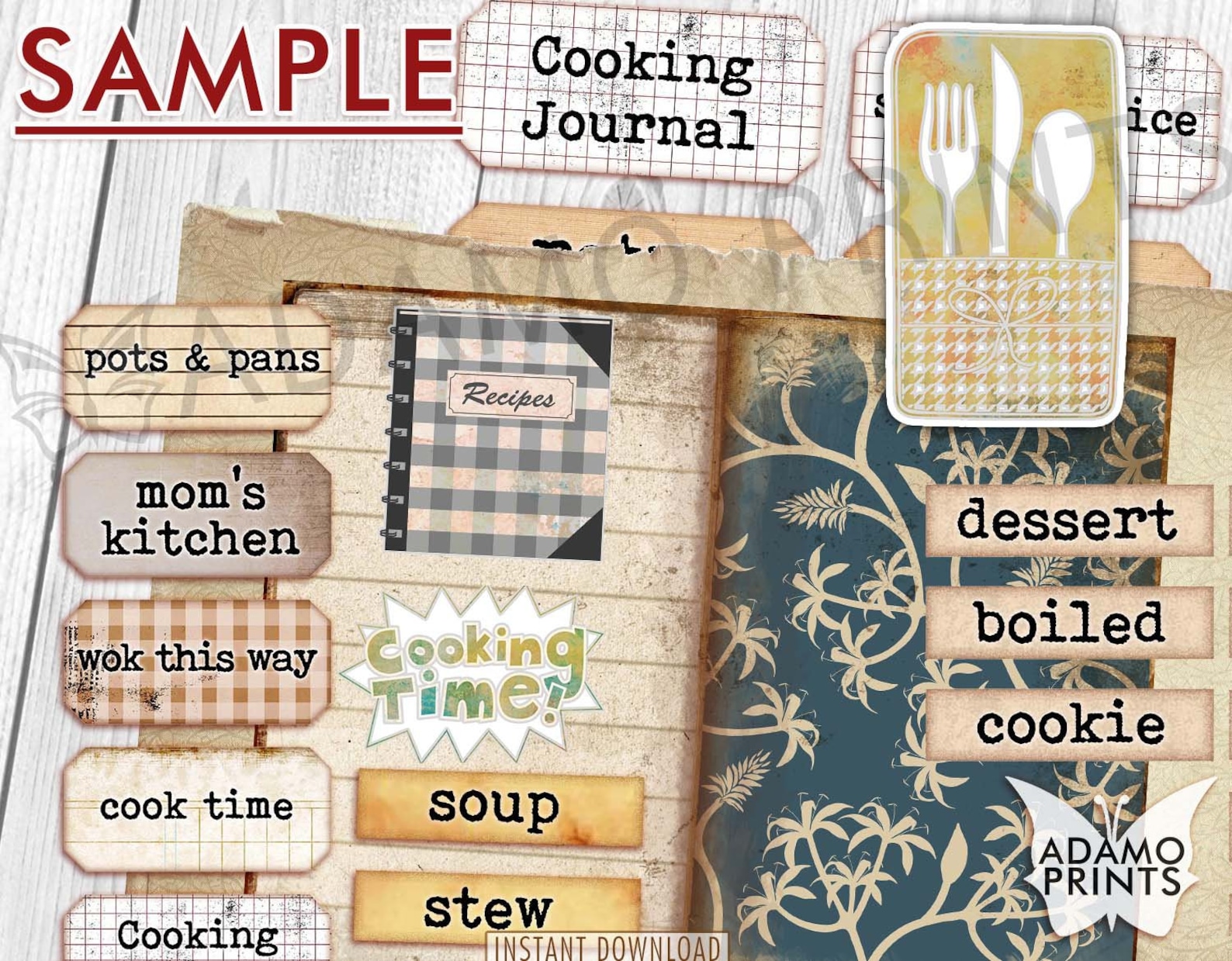 Cooking Journal Words Junk Journaling Word Journal Quotes | Etsy