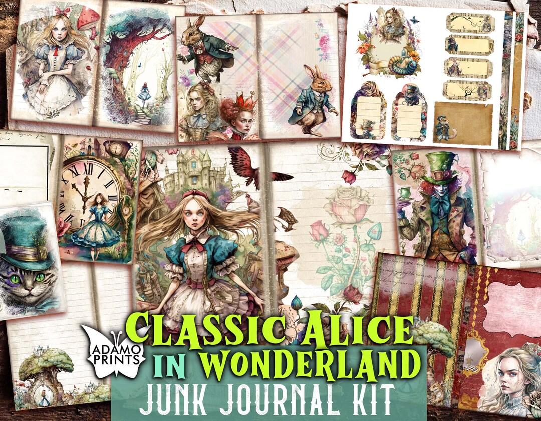 Classic Alice in Wonderland Junk Journal Kit, Alice Journal Pages ...