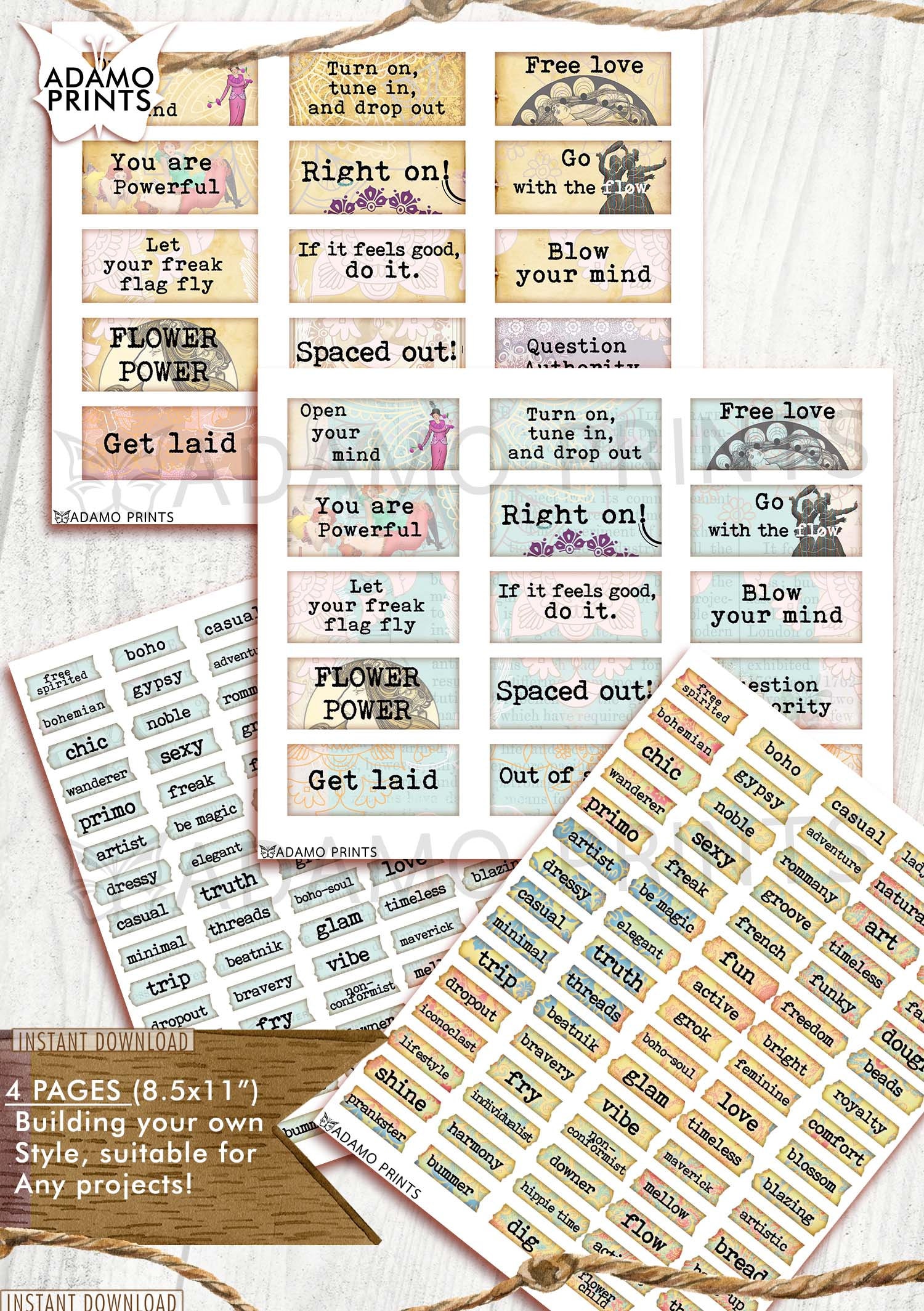 Bohemian Phrases & Words Boho Gypsy Hippie Journal Words - Etsy