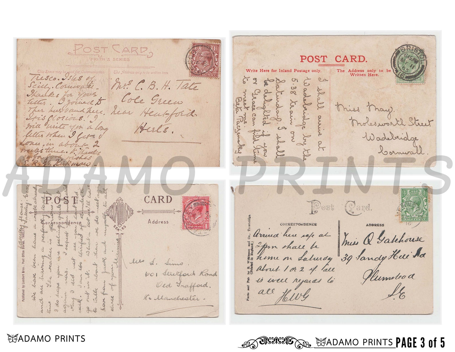 Vintage Writing Postcard Set2 Old Postage Digital Printable - Etsy