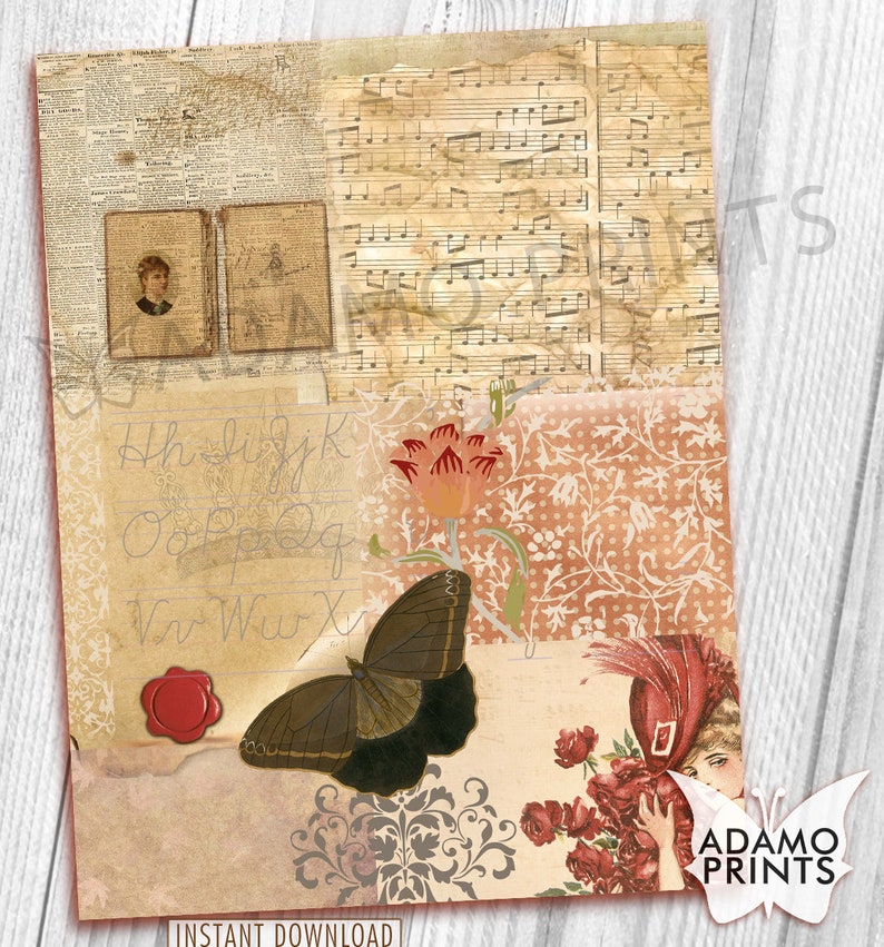 Collage Paper Pack Junk Journaling Kit Digital Collage - Etsy