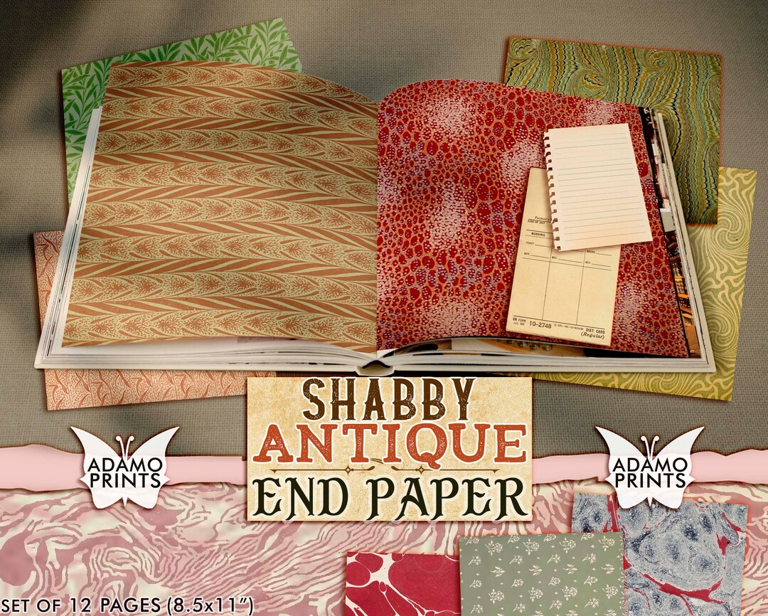 Shabby Antique End Paper, Paper for Journal Kit, Antique Digital Paper ...
