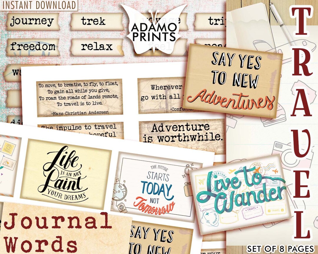 Travel Journal Words, Journal Quotes, Junk Journaling Word, Phrases ...