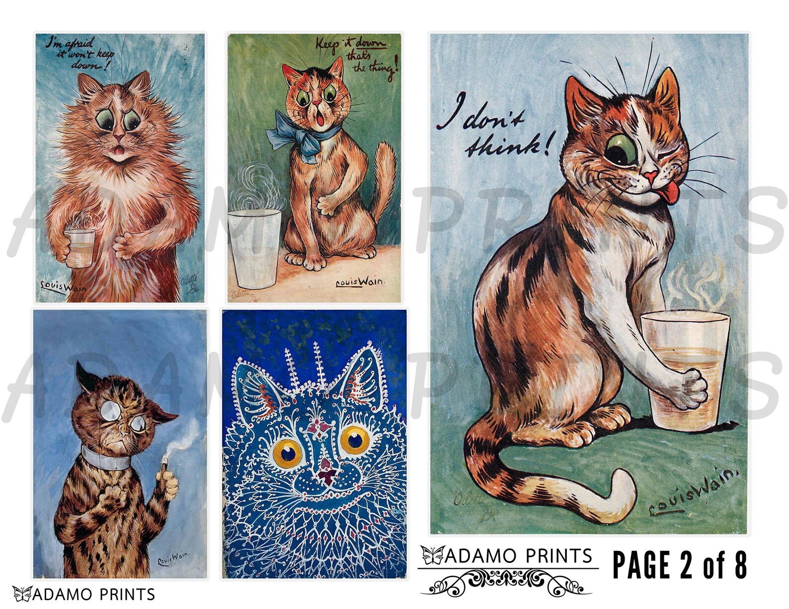 Funny Cat Ephemera Kit Cards Printable Images Vintage Art - Etsy