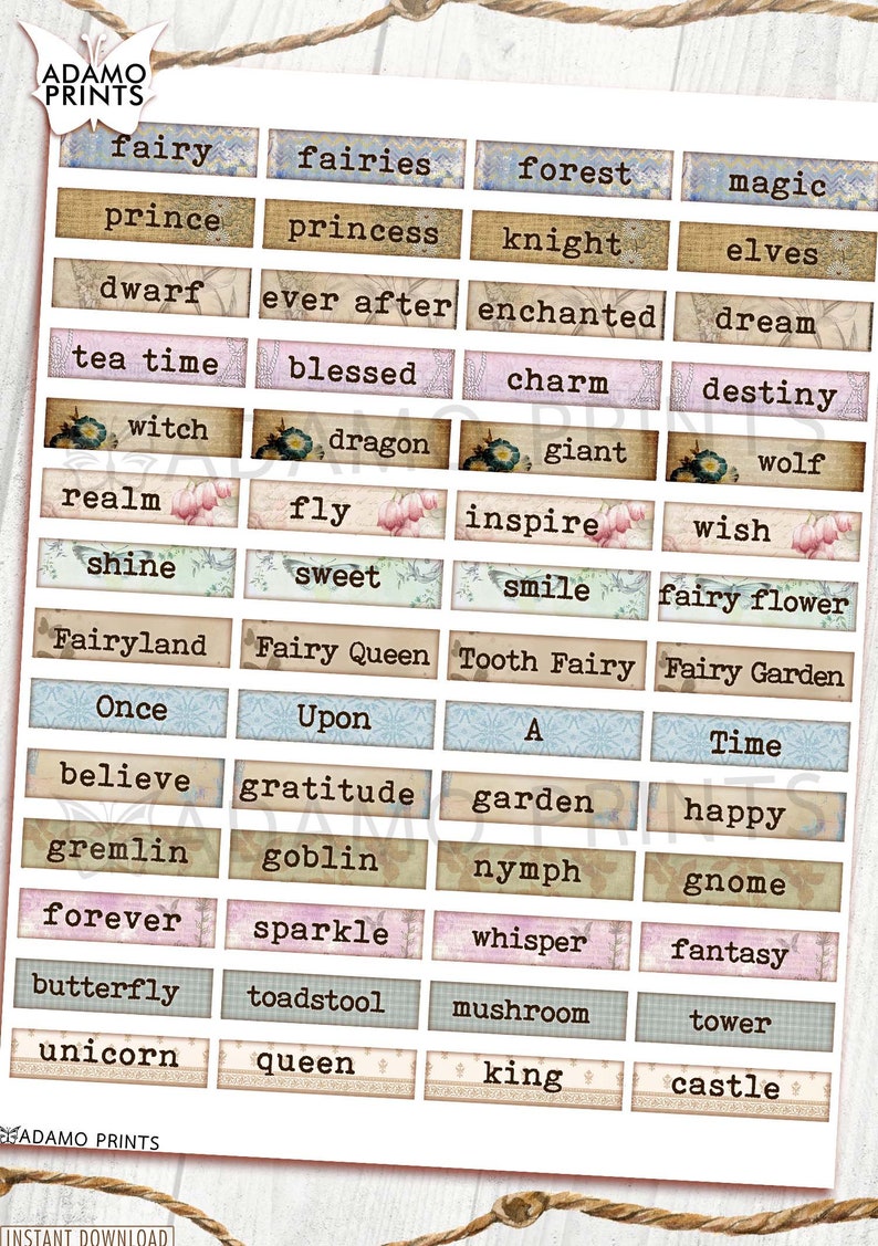 Fairies Phrases, Journal Words, Fairy Embellishment, Digital Quotes ...