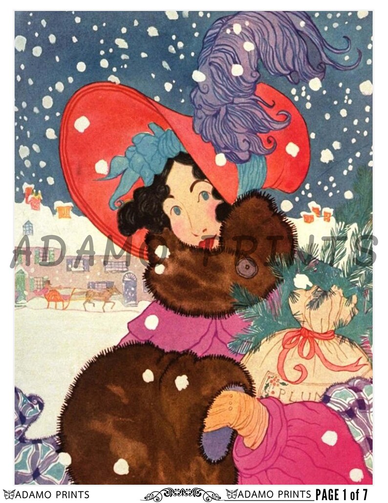 Let it Snow December Digital Images Vintage Art Collage | Etsy