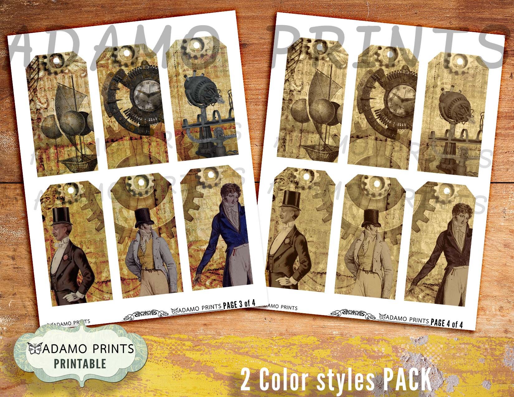 Steampunk Tags Digital Ephemera Collage Sheet Printable | Etsy