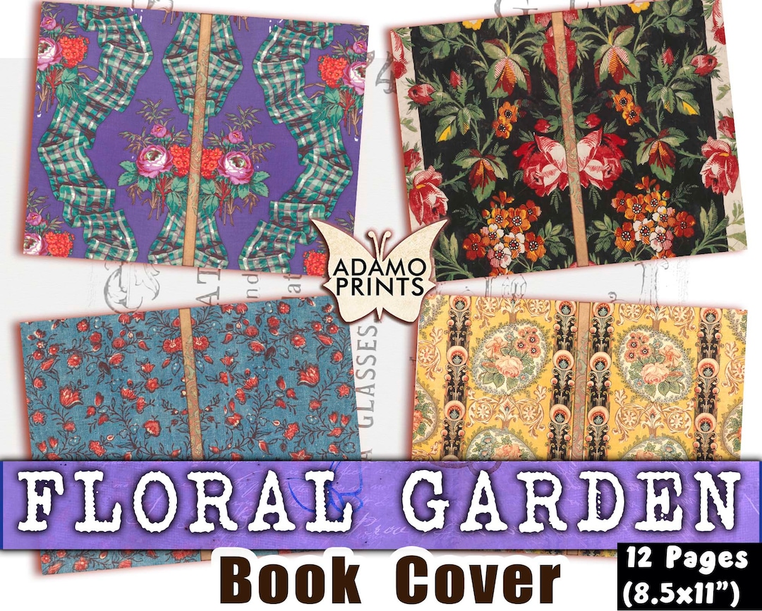 Floral Garden Book Cover, Vintage Bookbinding Journal, Ephemera ...