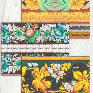 Vintage French Border Paper, Floral Pattern, Junk Journaling Kit ...