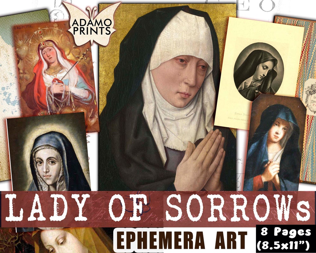 Our Lady of Sorrows, Riligious, Christian, Ephemera Art, Collage Sheet ...