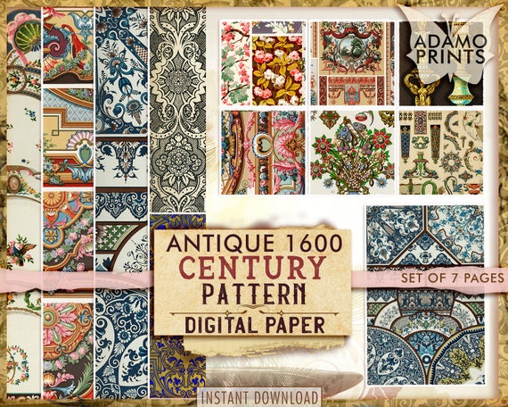 Antique 1600 Century Pattern Antique Wallpaper Digital - Etsy