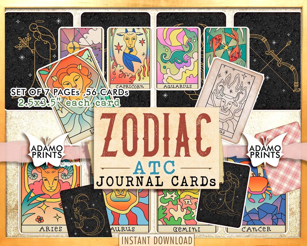Zodiac ATC Journal Cards, Astrology Ephemera, Vintage Cards, ATC ...