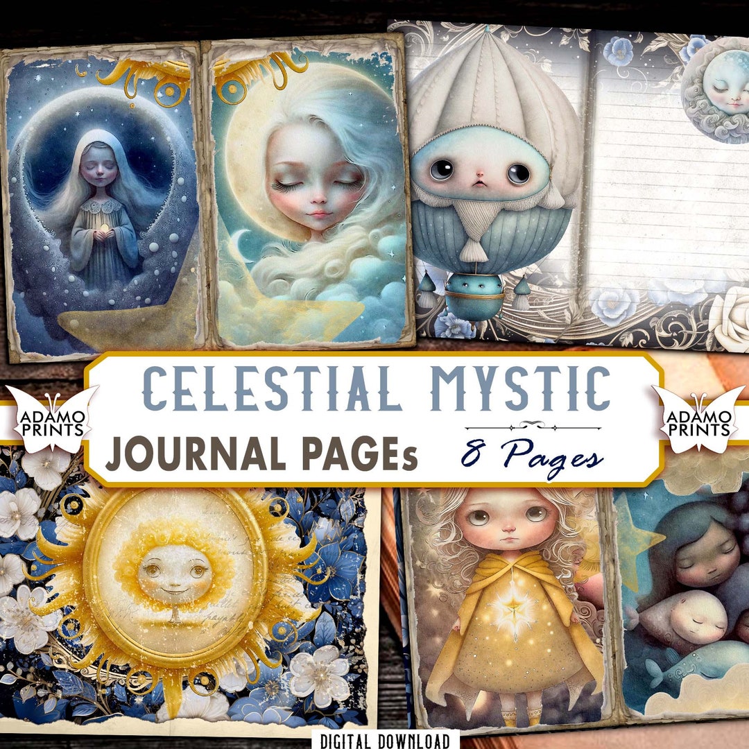 Celestial Mystic Junk Journal Pages Mythical Journal Kit Magic Moon ...