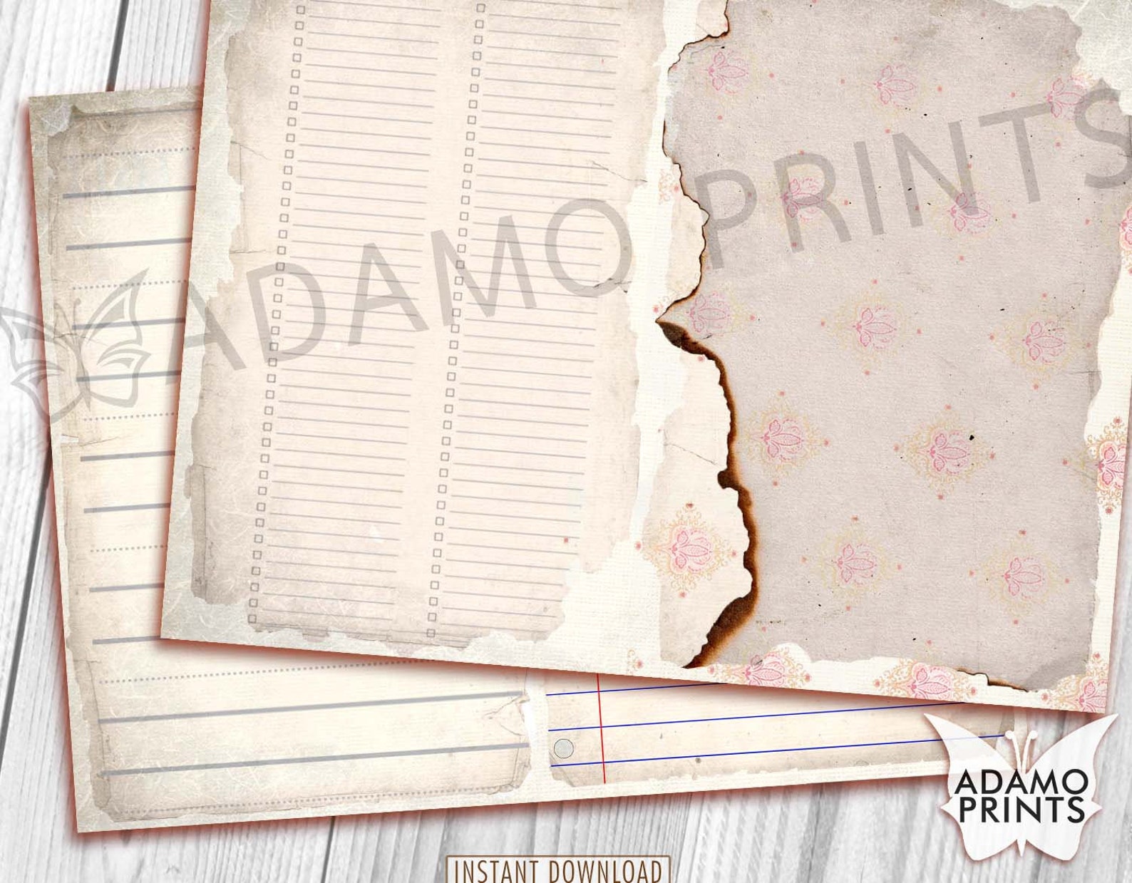 Basic Junk Journal Paper Pack, Junk Journaling Kit, Collage Paper ...