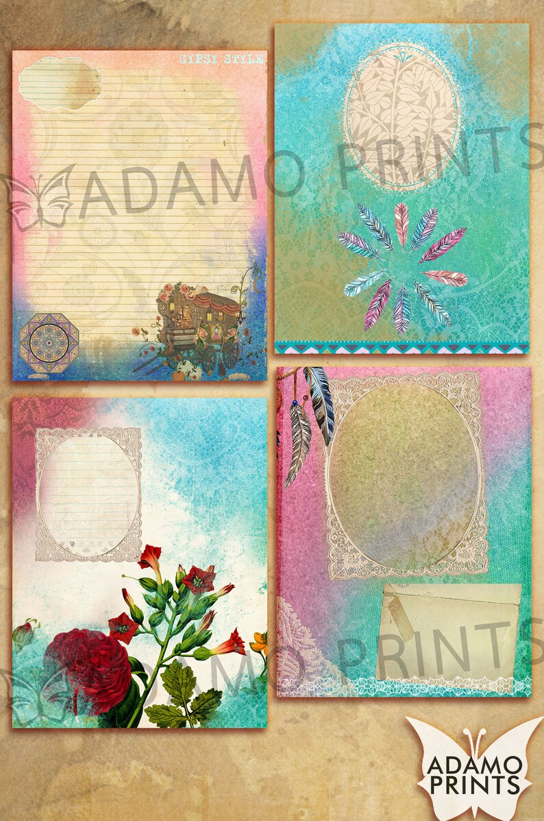 Gypsy Boho Junk Journal Kit, Printable Collage Pages (digital Download ...