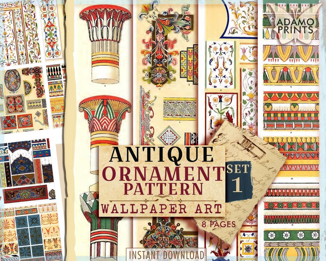 Antique Ornament Pattern Set1, Antique Wallpaper Digital, Paper Texture ...