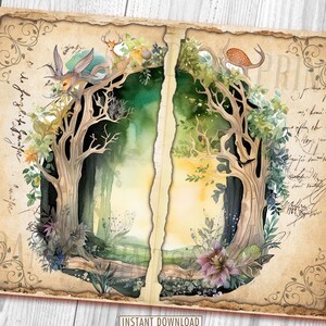 Enchanted Forest Journal Pages, Woodland Paper, Tree and Animal ...