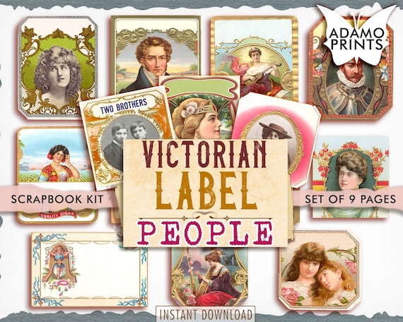 Victorian Label People Label Blank Labels Art Deco Collage | Etsy
