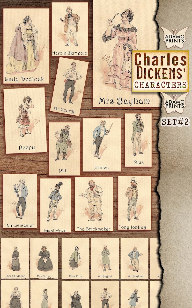 Charles Dickens Characters by Kyd Set2 Ephemera Classics | Etsy