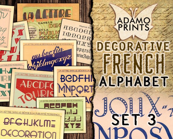 Decorative French Alphabet Set3 Alphabet Digital Rare Book - Etsy