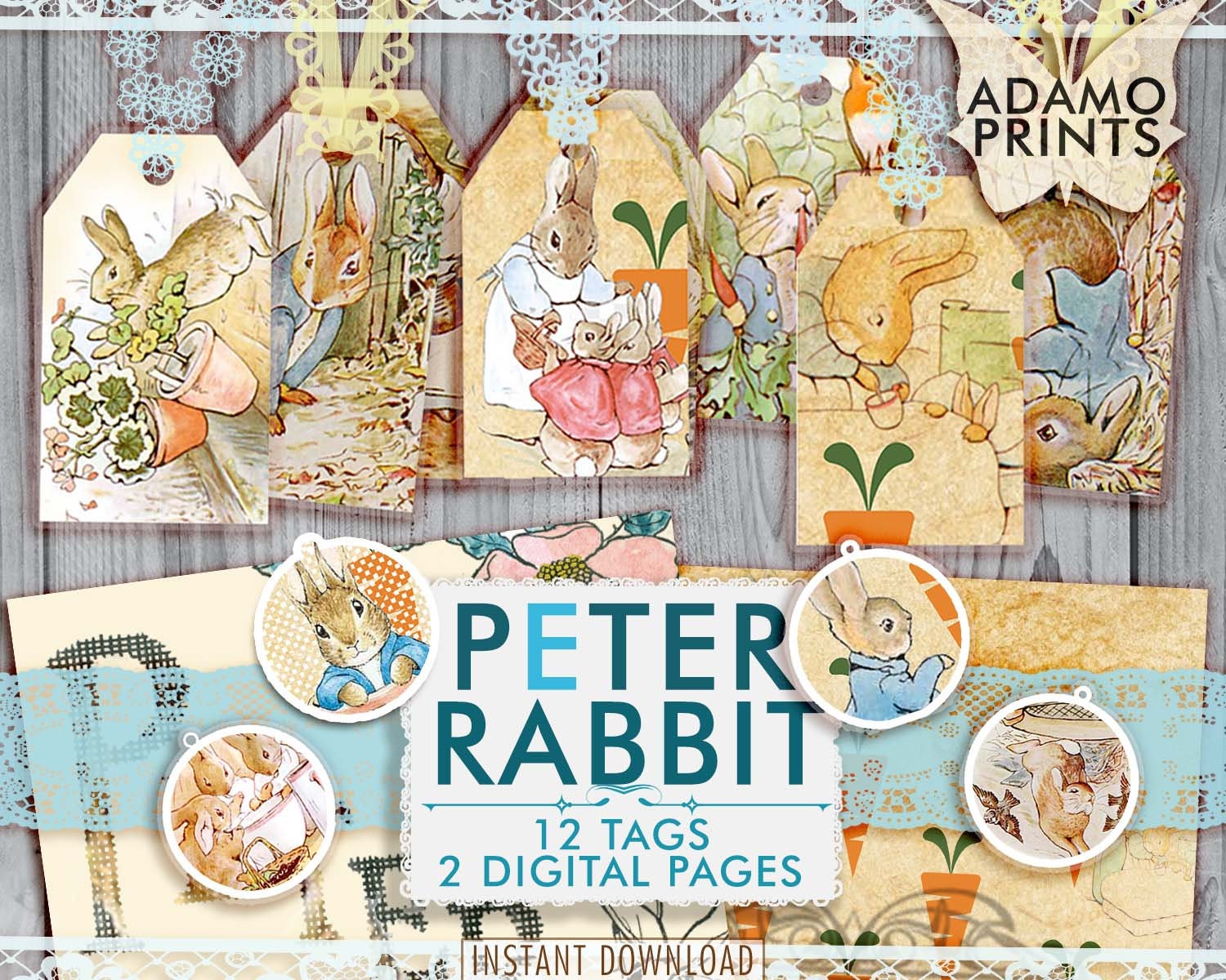 Beatrix Potter Peter Rabbit Tags Peter Rabbit Printable | Etsy